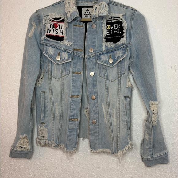 UNIF | Jackets & Coats | Unif Light Blue Distressed Jean Jacket | Poshmark